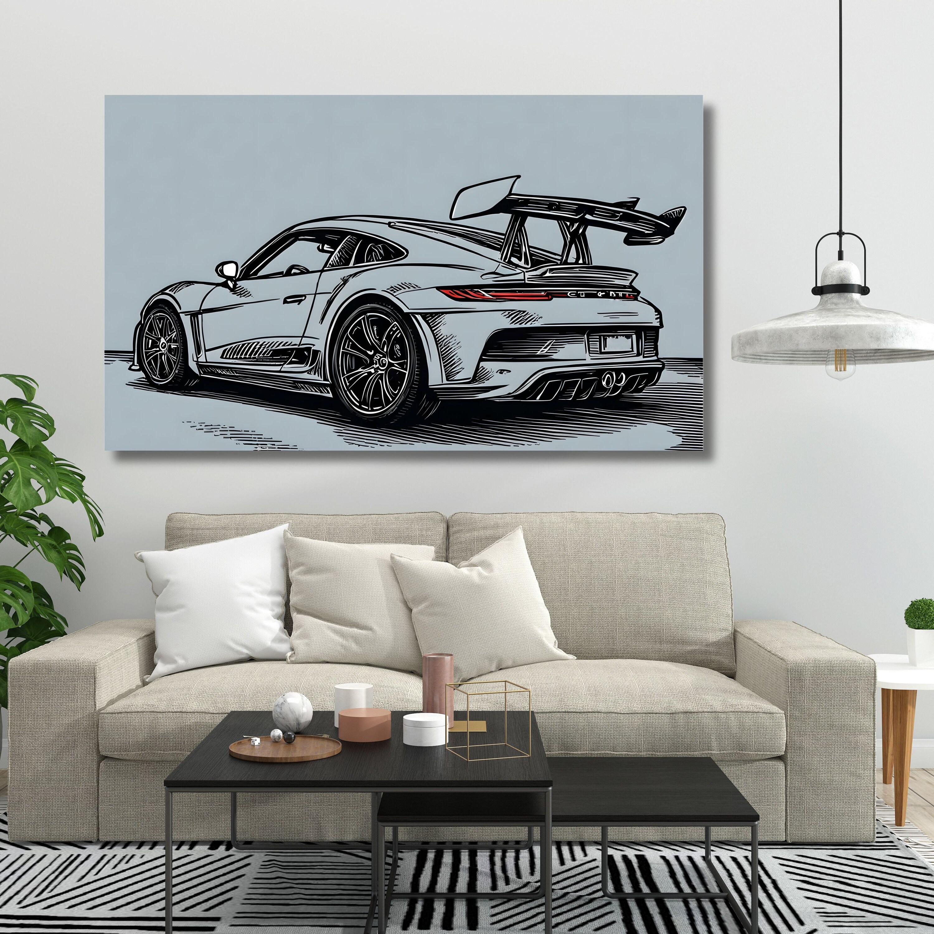 Porsche 911 Poster Porsche GT3 Canvas Print Porsche Wall Art Sport Car ...