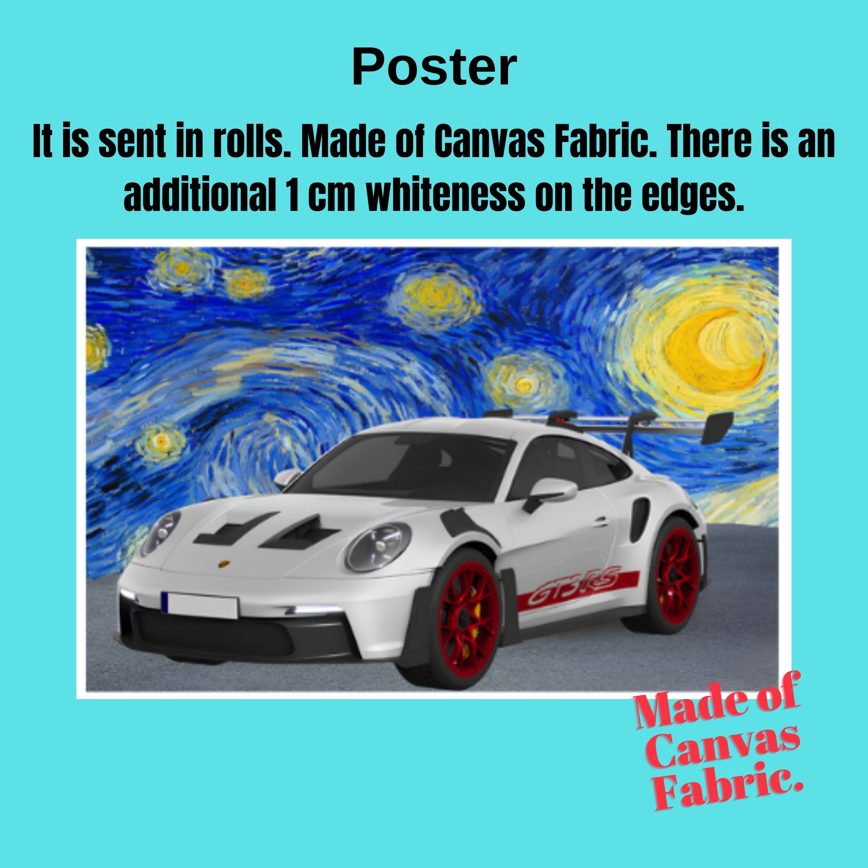 Porsche 911 Poster Porsche GT3 Canvas Print Porsche Wall Art Sport Car ...