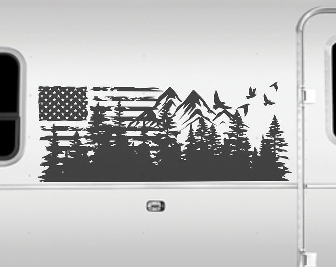 Fifth Wheel With USA Flag 5th Wheel Camping Bucket Decal Vinyl Sticker ...