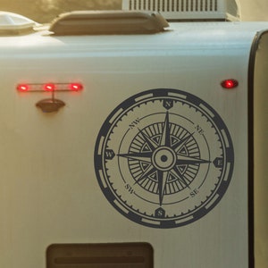 Compass Rose Camper RV Decal Adventure Awaits Sticker, Travel Sign ...