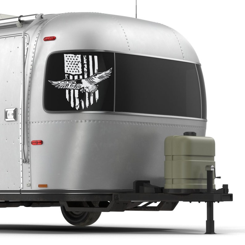 American Flag Camper RV Decal Eagle. USA Hunting Sticker, Vinyl ...