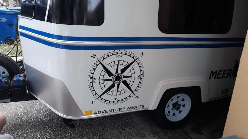 Compass Rose Camper RV Decal. Adventure Awaits Sticker, Travel Sign ...