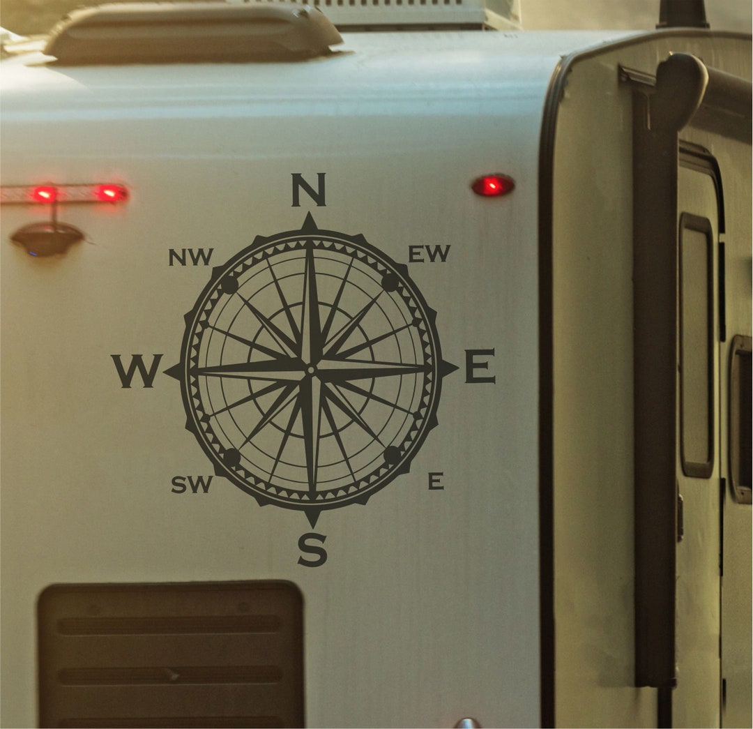 Compass Rose Camper RV Decal. Adventure Awaits Sticker, Travel Sign ...
