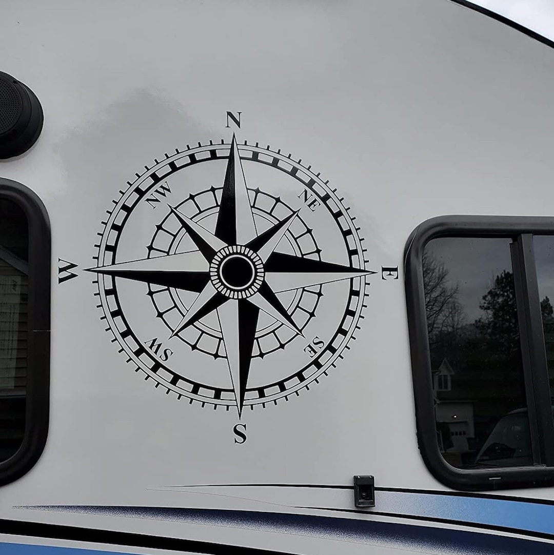 Compass Rose Camper RV Decal. Adventure Awaits Sticker, Travel Sign ...