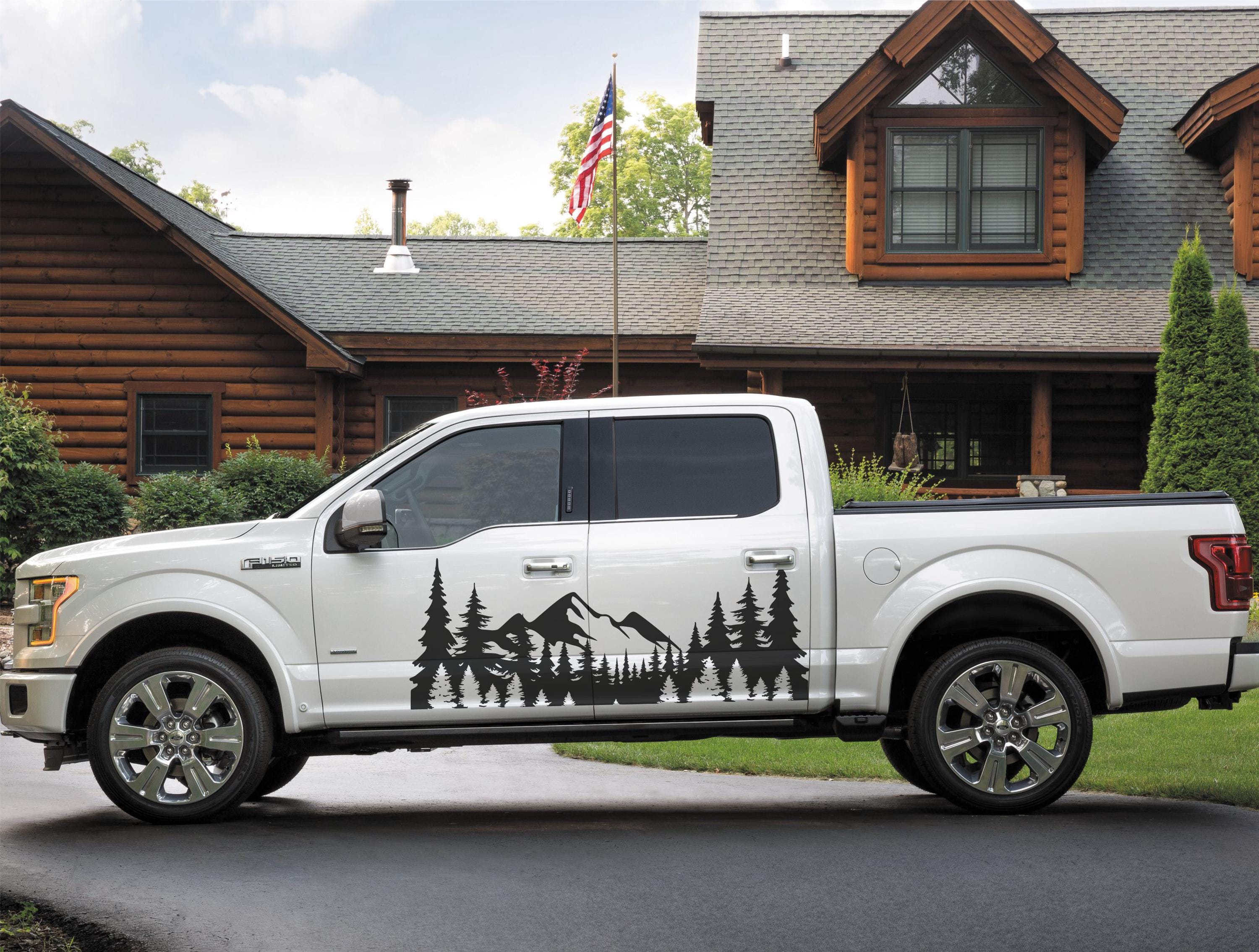 Set of 2 Camper Truck RV Decals Graphics, American Flag Forest Sticker ...