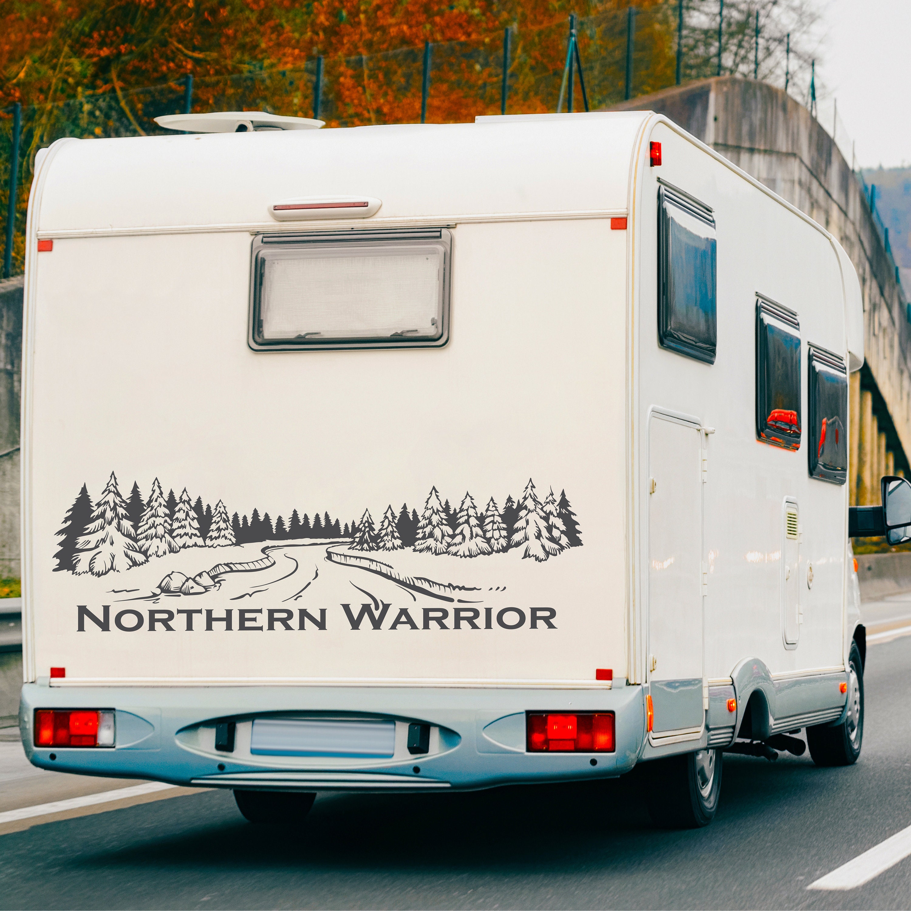 Personalized Camper RV Decal / Winter Forest, Nature, Wildlife Sticker ...