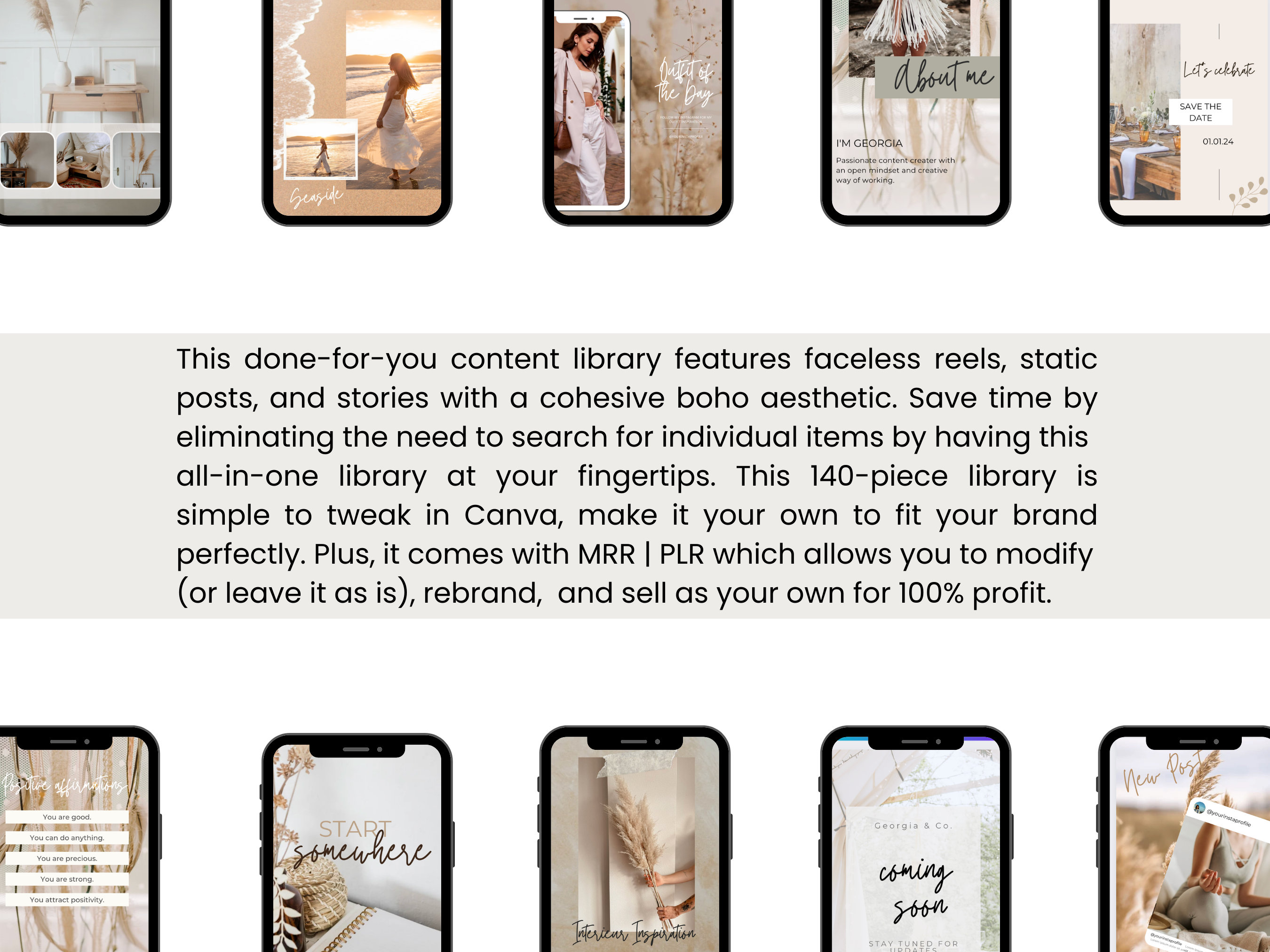 Faceless Reels PLR Instagram Template Quotes Ebook Template Canva ...