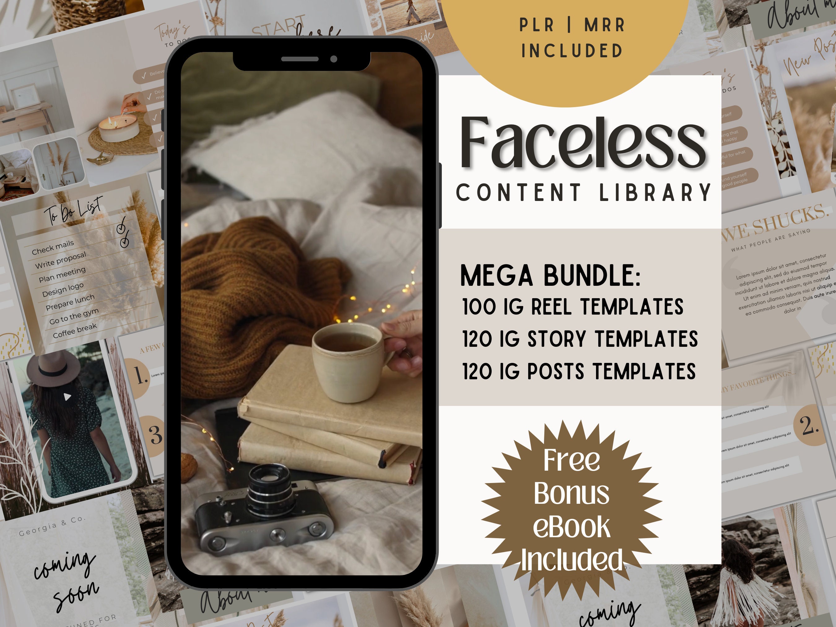 Faceless Reels PLR Instagram Template Quotes Ebook Template Canva ...