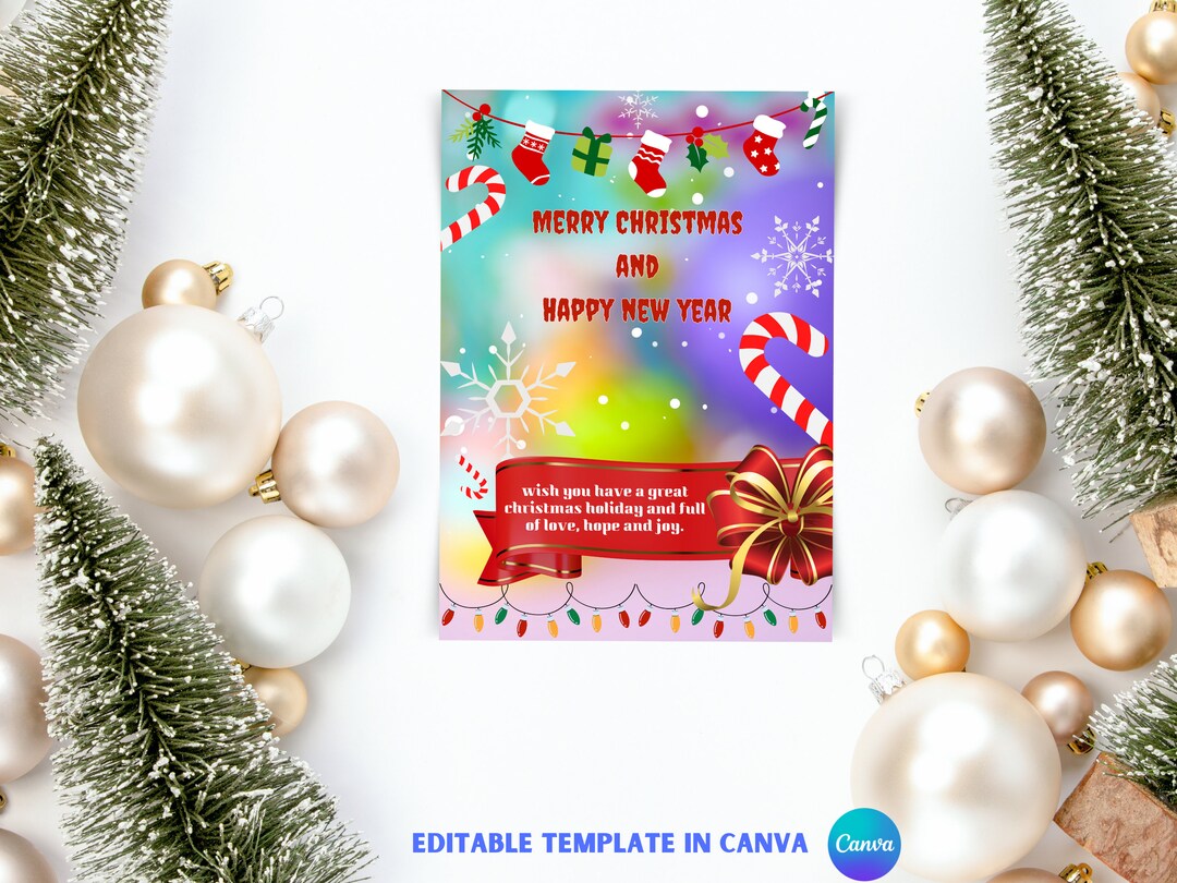 Editable Christmas Template in Canva, Christmas Gift Card - Etsy