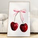 Cherry Wall Art Print, Printable Feminine Poster, Coquette Pink Bow ...