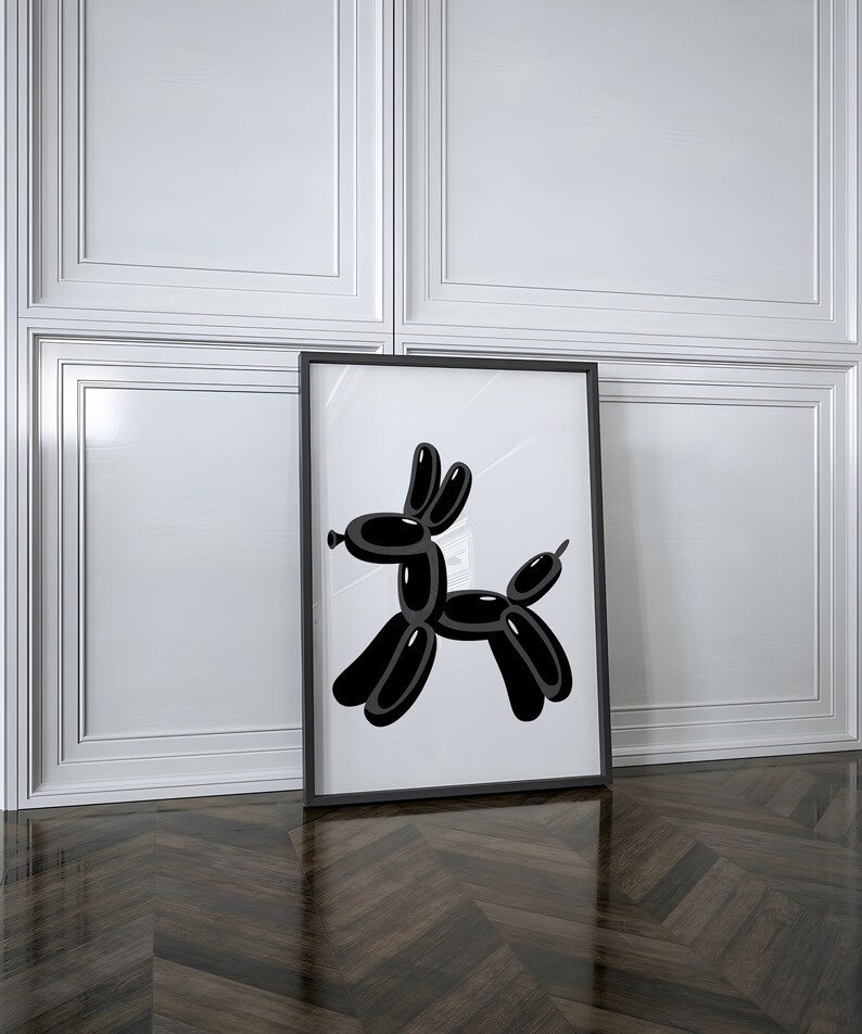 BALLOON DOG Wall Art Trendy Digital Prints Black and White Modern Wall ...