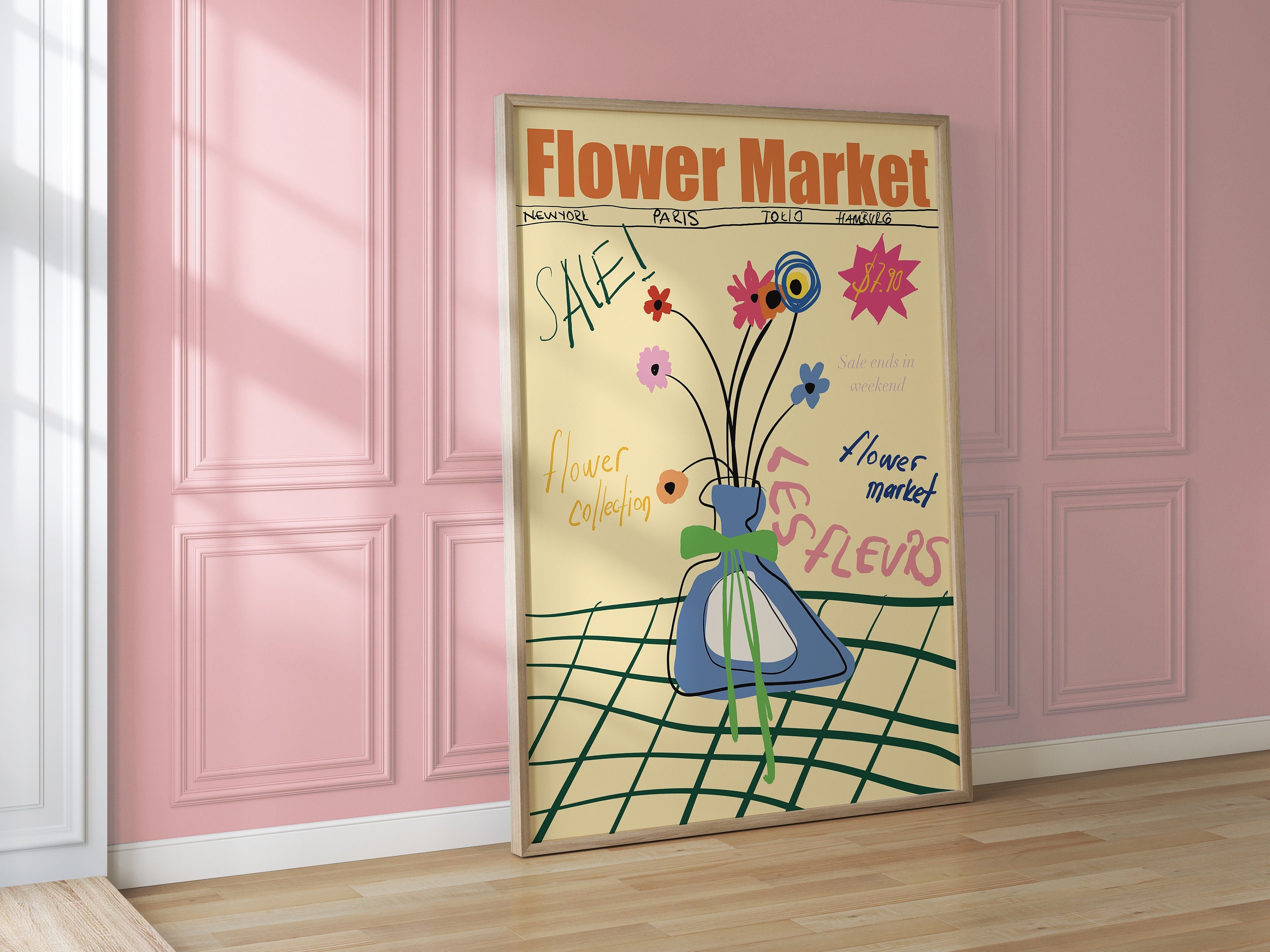 Retro Flower Market Poster: Abstract Floral Print (digital Download) - Etsy