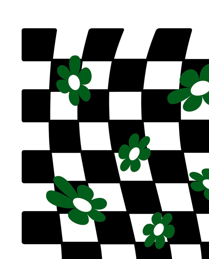 Checkered Floral Print: Groovy Funky Wall Art (digital Download) - Etsy