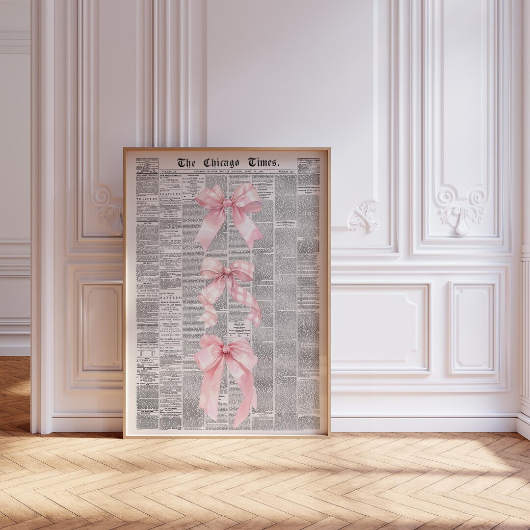Pink Bow Print, Vintage Hand Drawn Poster (digital Download) - Etsy