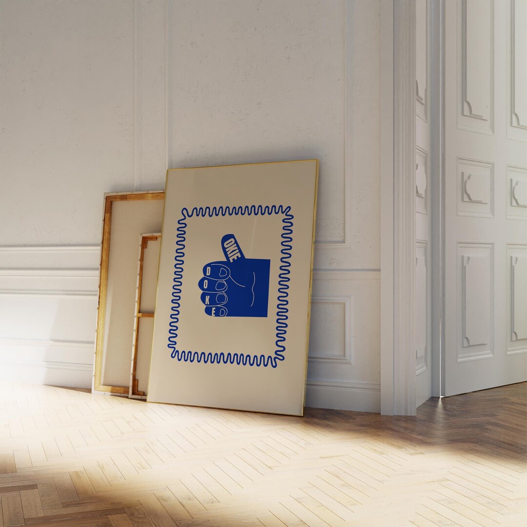 OKIE DOKE Print, Mid Century Print, Aesthetic Wall Art, Trendy Blue ...