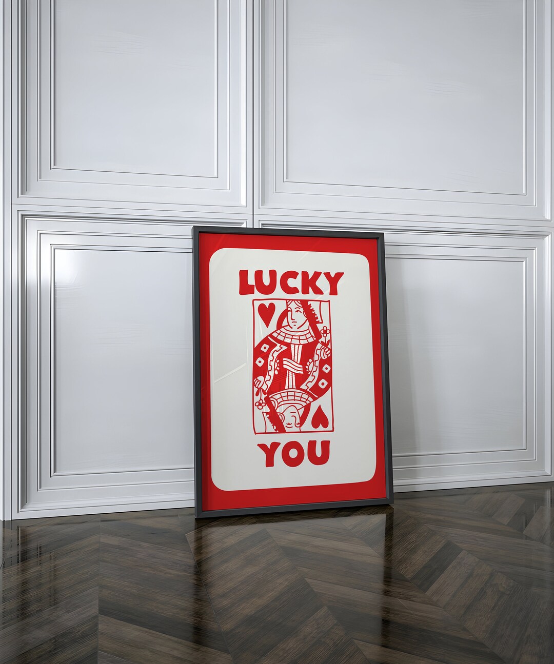 LUCKY YOU Wall Art RED Lucky You Poster Trendy Retro Wall Art Funky ...