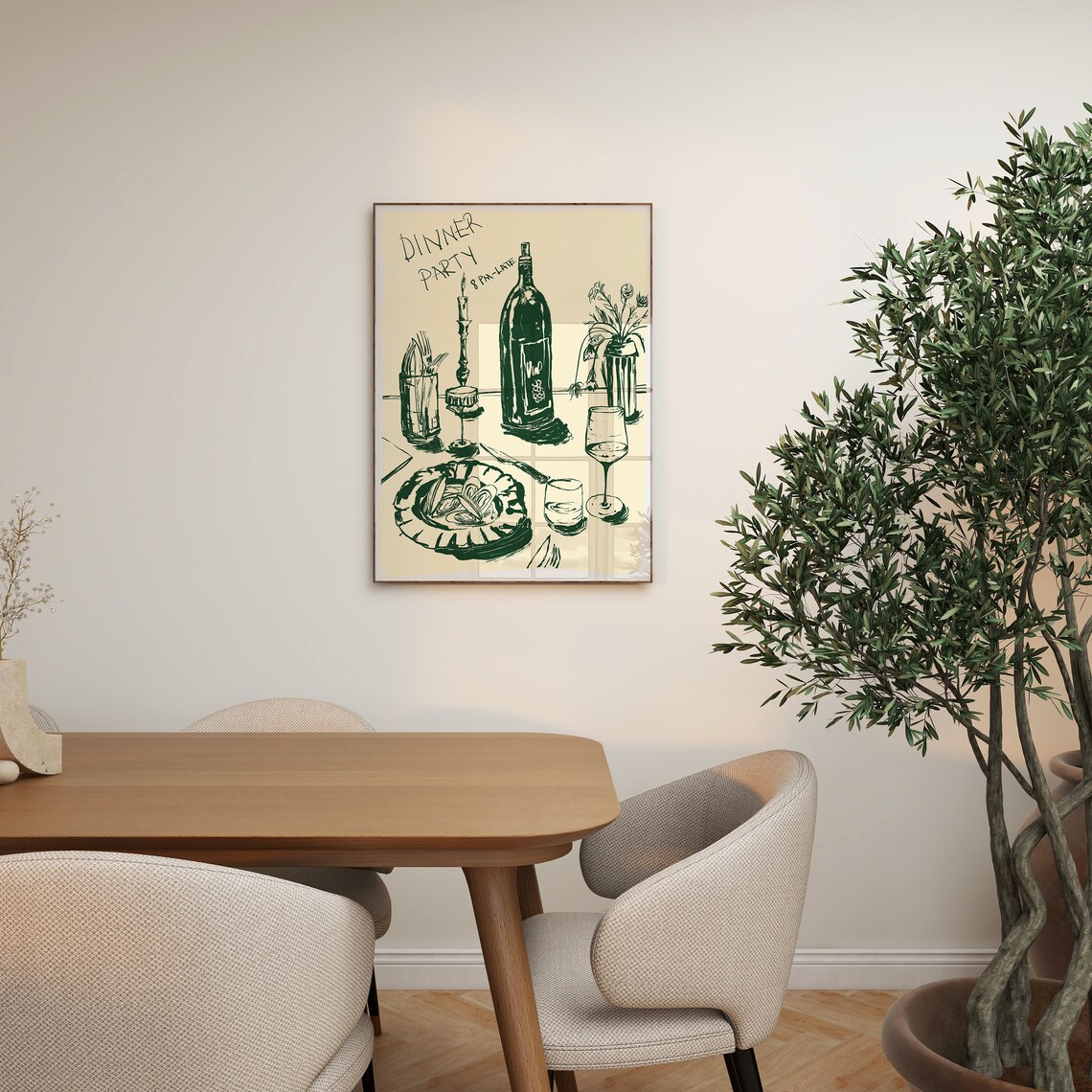 Dinner Party Poster, Vintage Cocktail Poster, Retro Food Art, Bar Cart ...