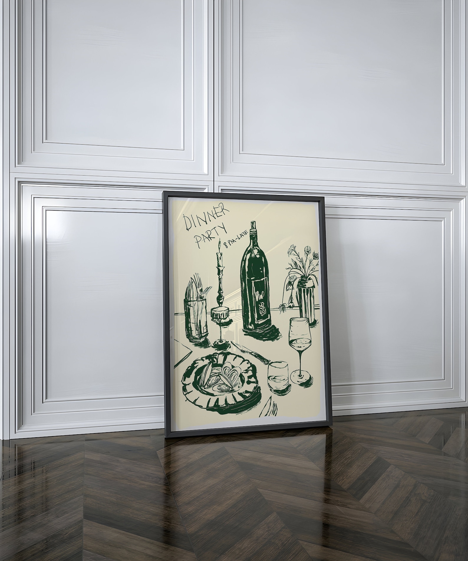 Vintage Dinner Party Poster: Retro Cocktail & Oyster Illustration ...