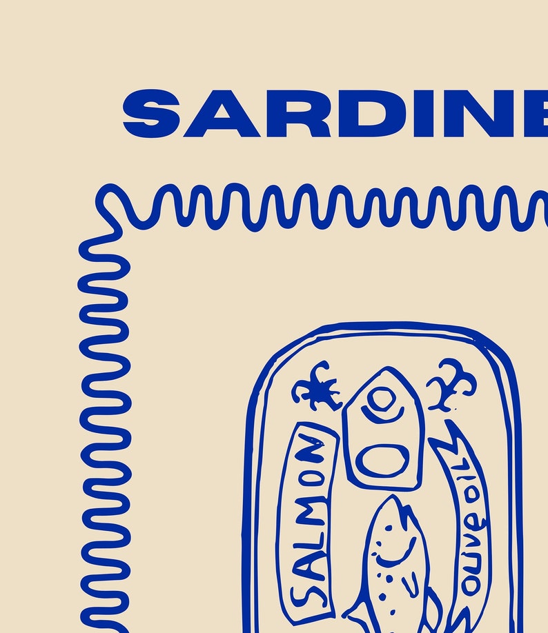 Retro Sardines Tin Print: Trendy Kitchen Wall Art (digital Download) - Etsy