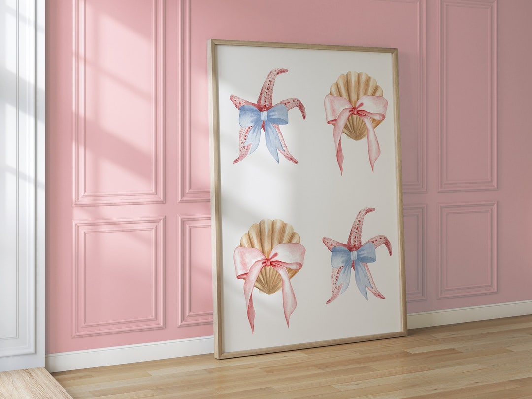 Coquette Pink Bow Starfish and Bow Digital Wall Art/poster Printable ...