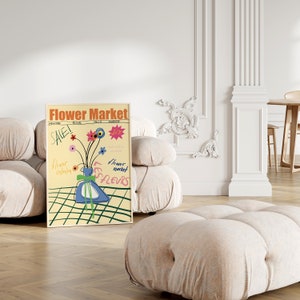 Retro Flower Market Poster: Abstract Floral Print (digital Download) - Etsy
