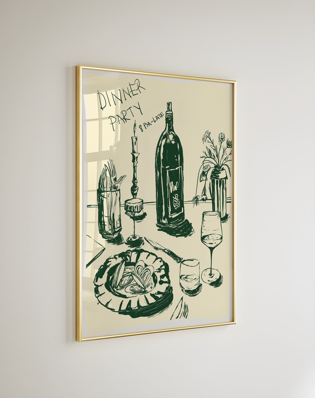 Dinner Party Poster, Vintage Cocktail Poster, Retro Food Art, Bar Cart ...