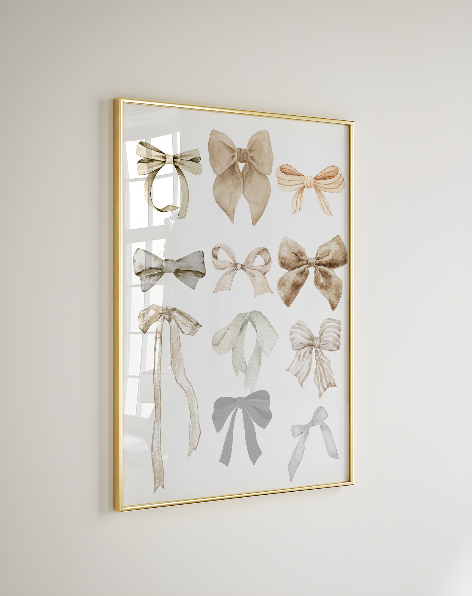 BEIGE BOWS PRINT, Girly Aesthetic Poster, Vintage Hand Drawn ...