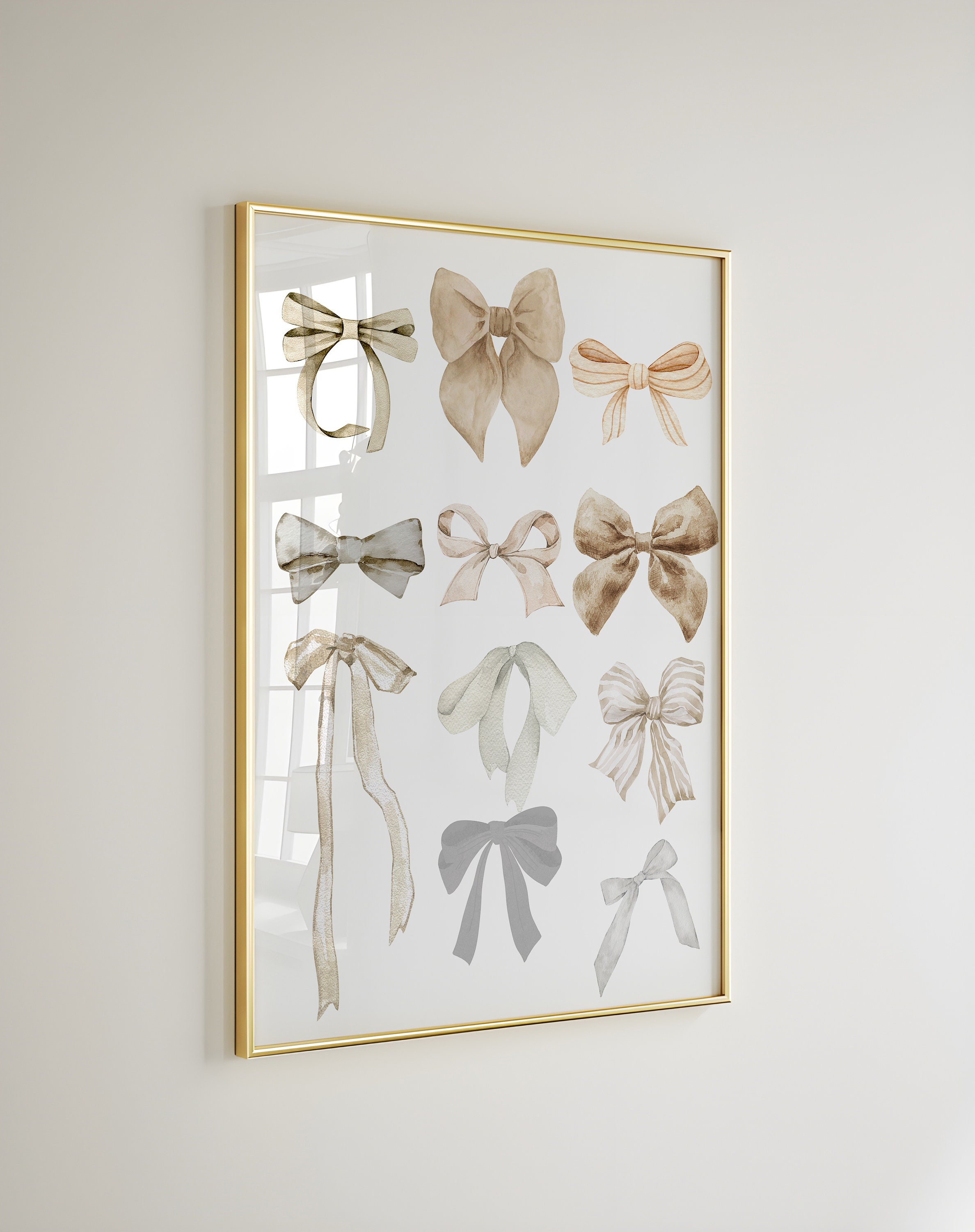 BEIGE BOWS PRINT, Girly Aesthetic Poster, Vintage Hand Drawn ...