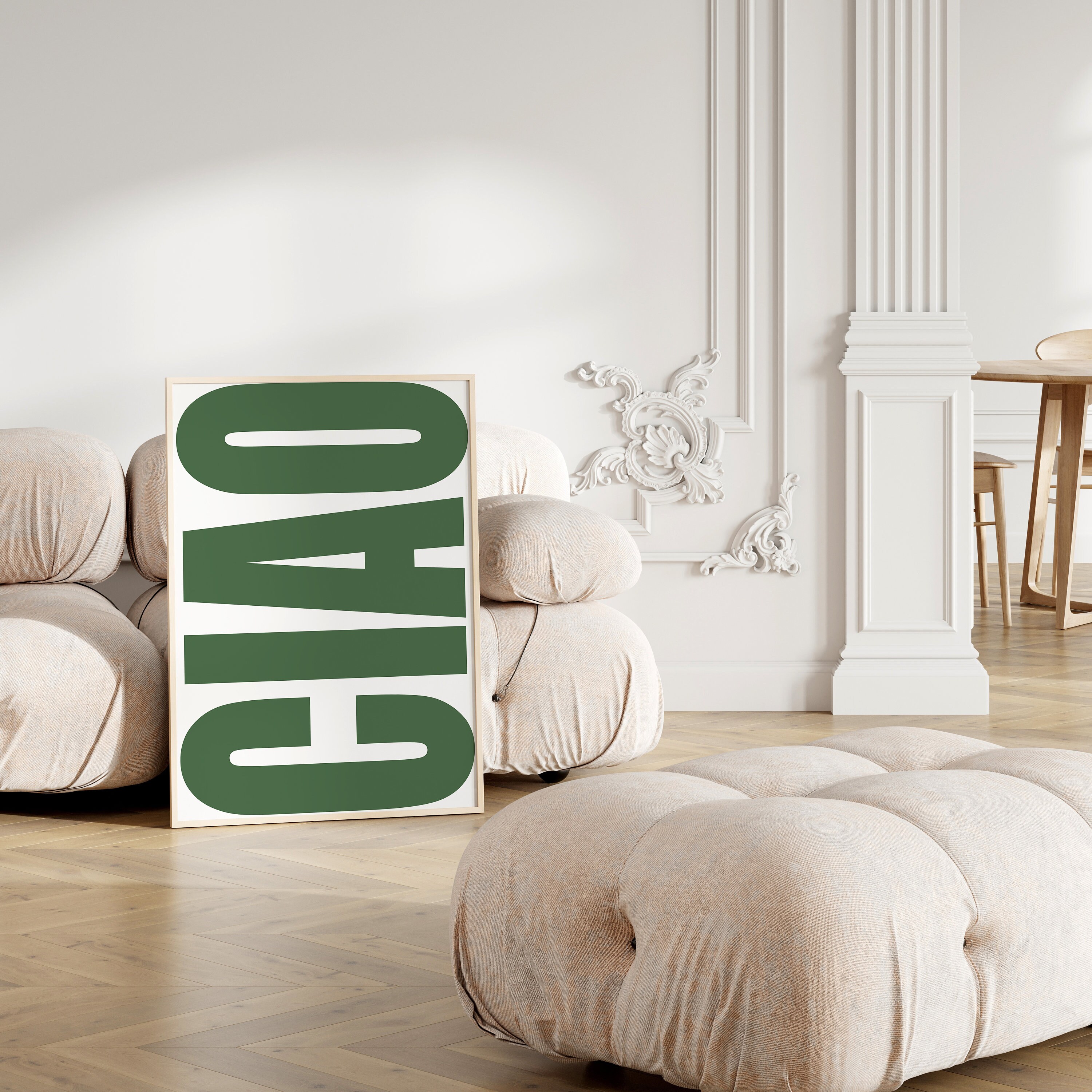CIAO Poster,retro Style Green and White Italian Wall Art Ciao Quote ...