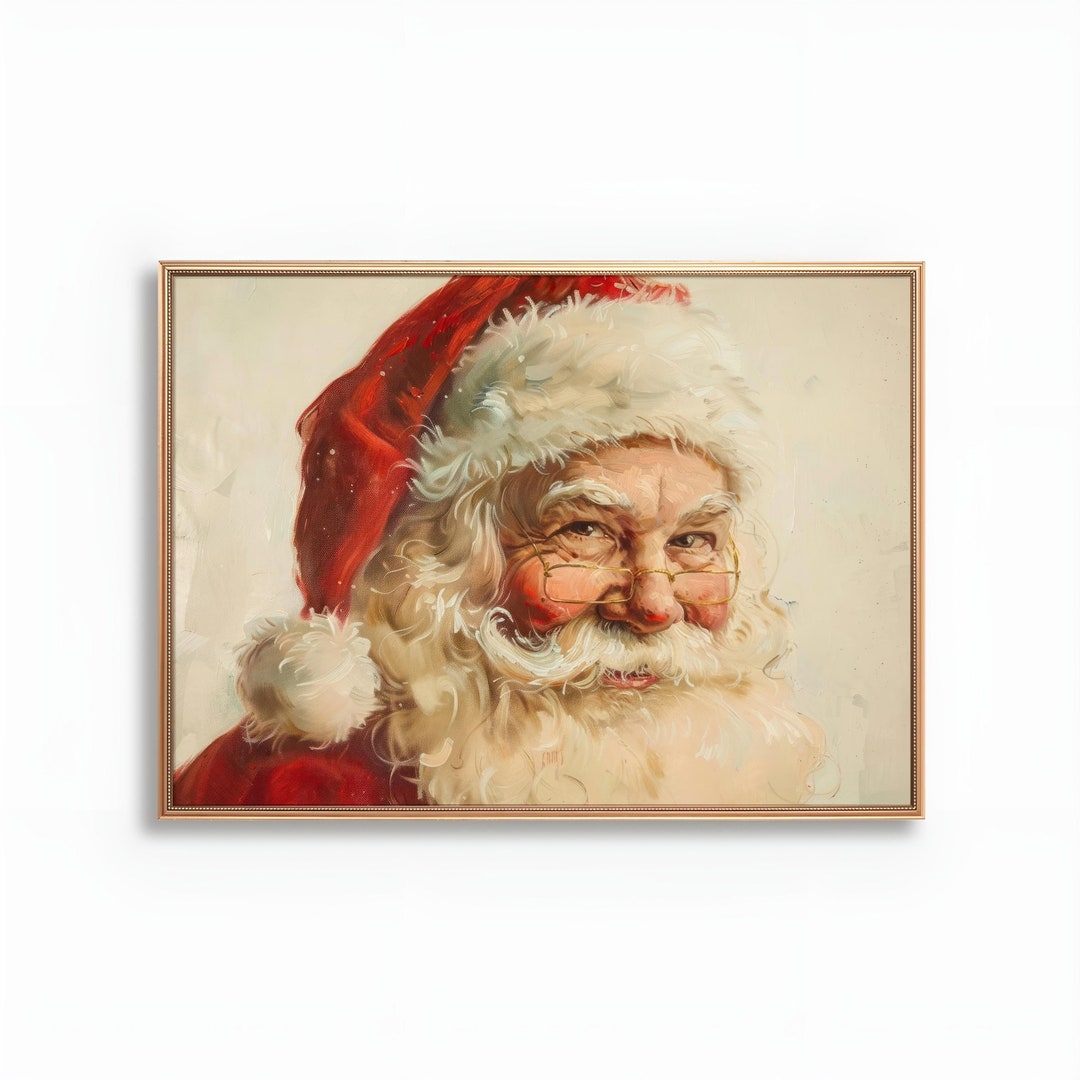 Vintage Santa Claus Portrait: Rustic Christmas Wall Art (digital ...