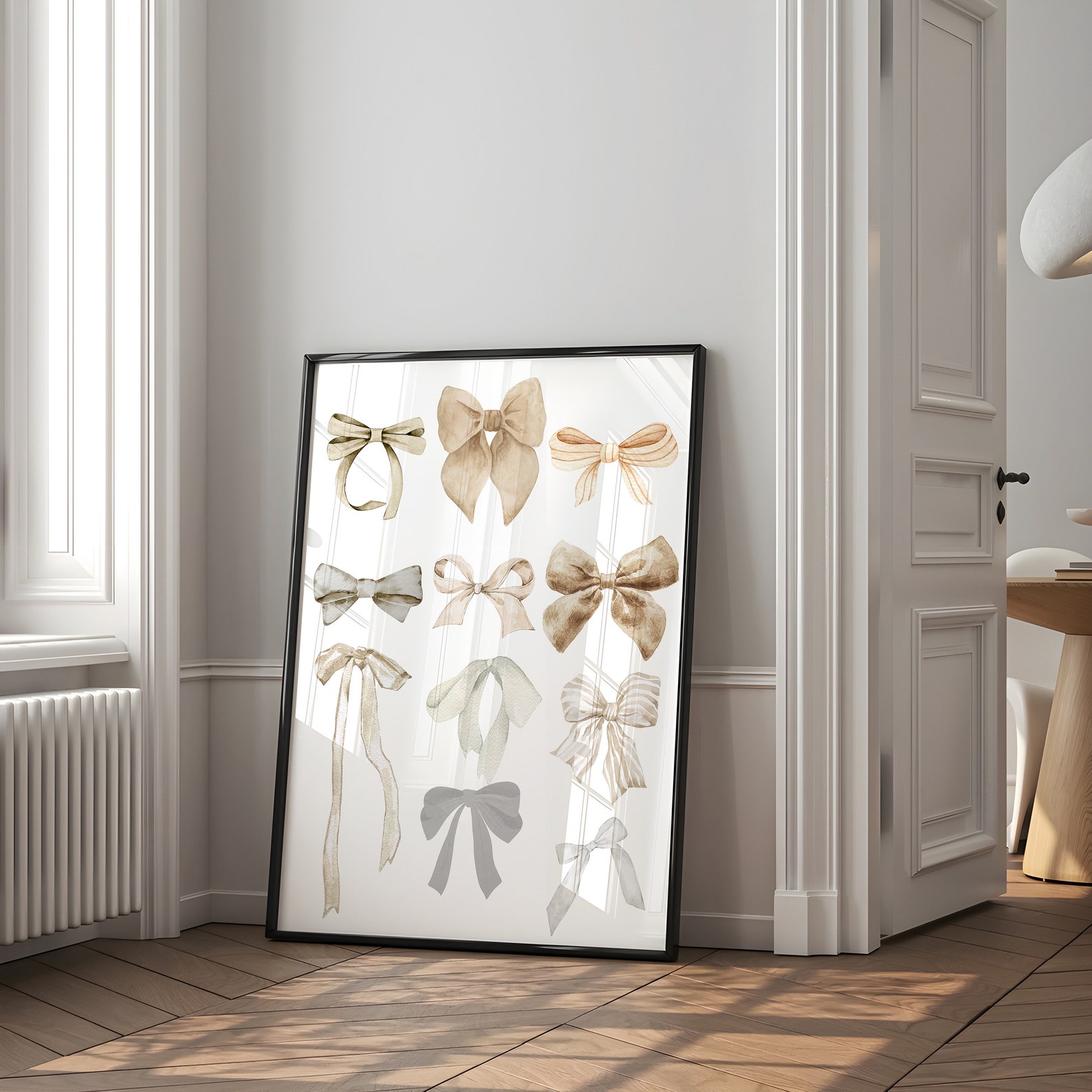 BEIGE BOWS PRINT, Girly Aesthetic Poster, Vintage Hand Drawn ...