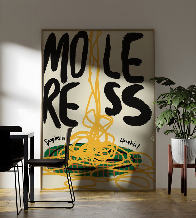 MORE SPAGHETTI Less Upsetti! Hand Drawn Kitchen Print, Pasta Print ...