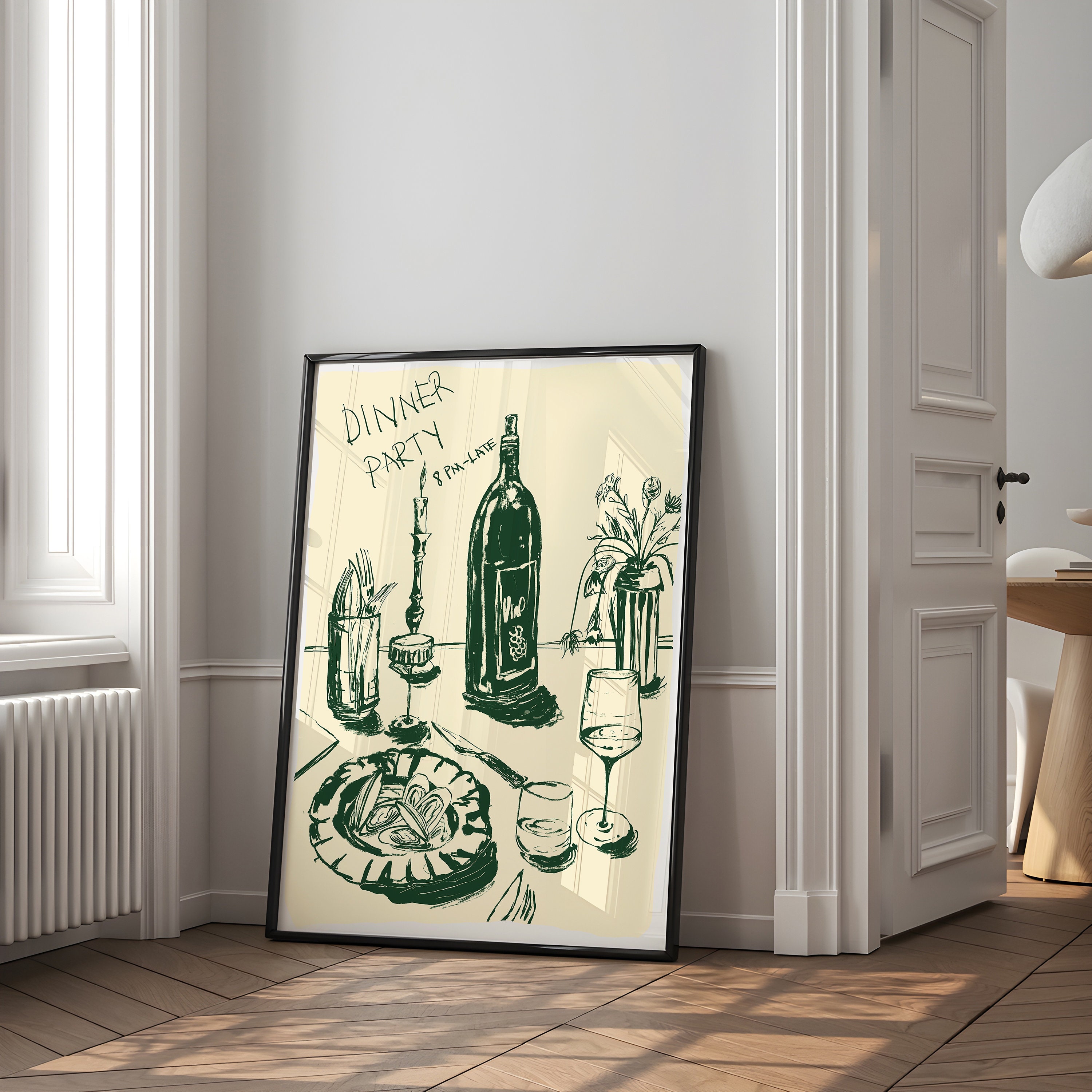 Vintage Dinner Party Poster: Retro Cocktail & Oyster Illustration ...