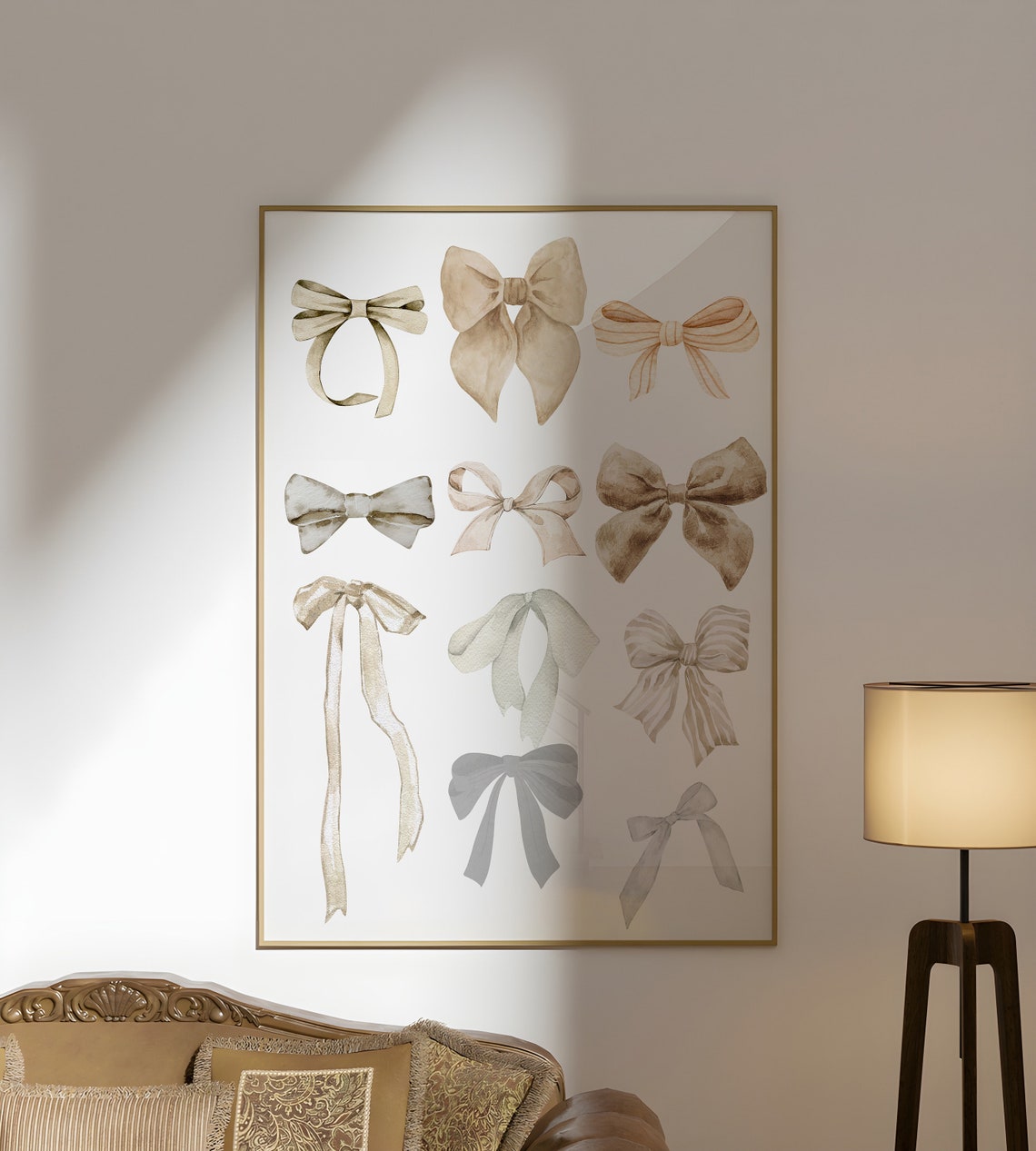 BEIGE BOWS PRINT, Girly Aesthetic Poster, Vintage Hand Drawn ...