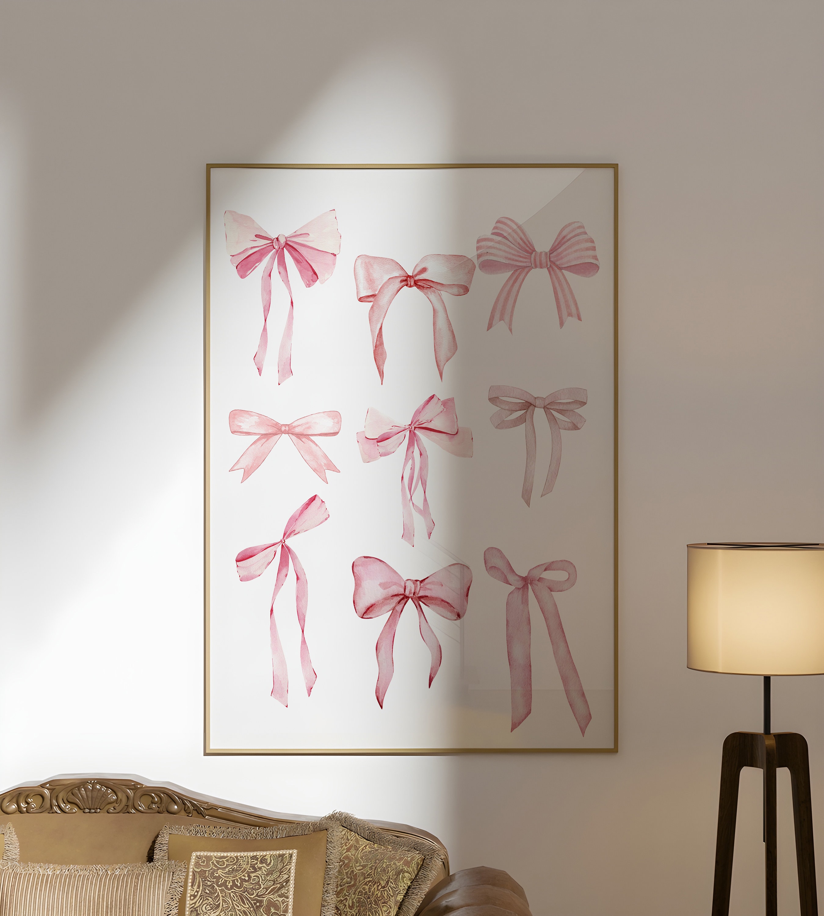 PINK BOWS PRINT, Girly Aesthetic Poster, Vintage Hand Drawn ...