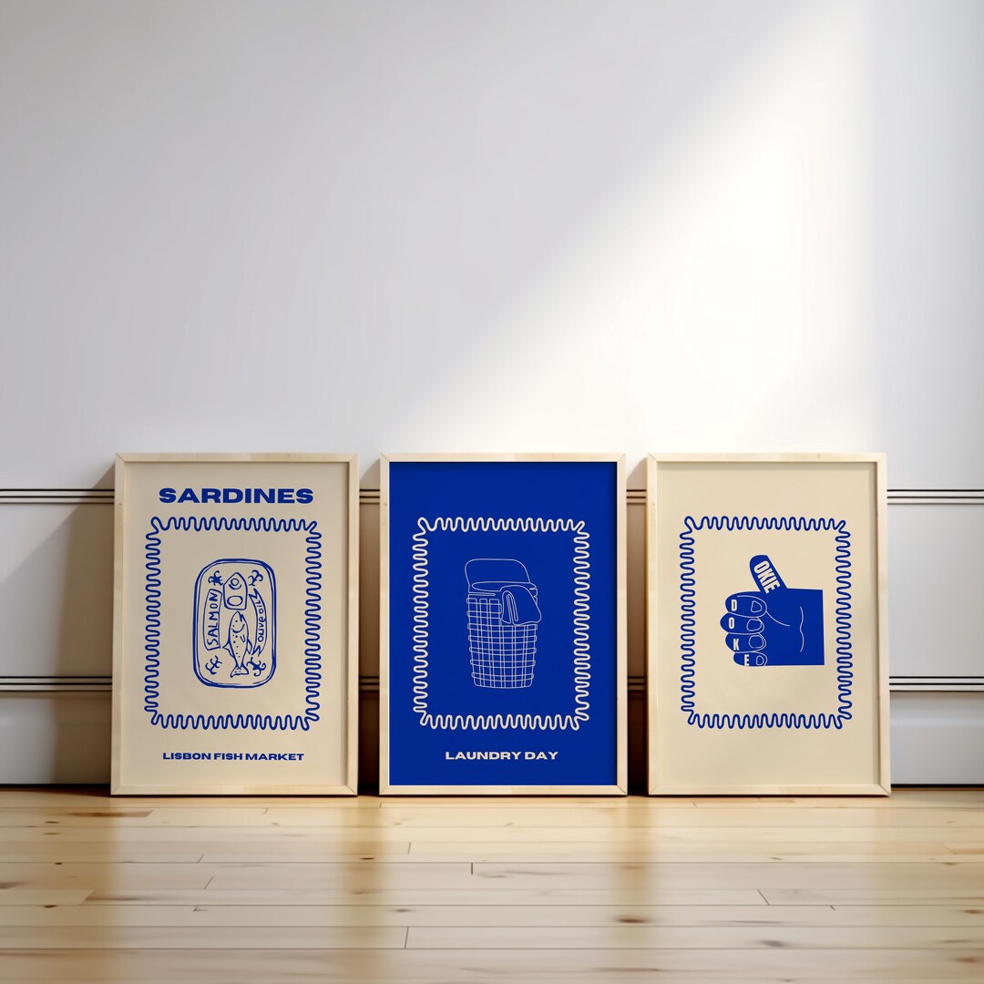 Hand-illustrated Sardines, Laundry Day, Okie Doke Art Prints (digital ...