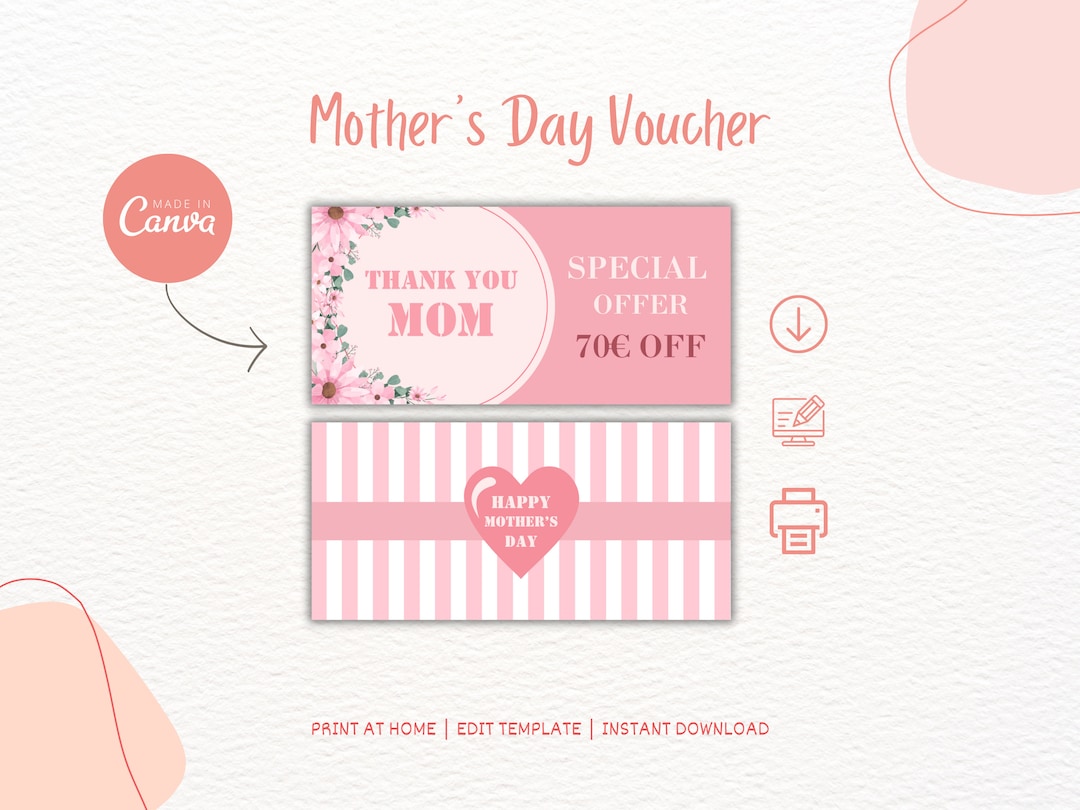 Create Your Own Mother's Day Vouchers Editable Template, Instant Gift ...