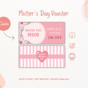 Create Your Own Mother's Day Vouchers Editable Template, Instant Gift ...