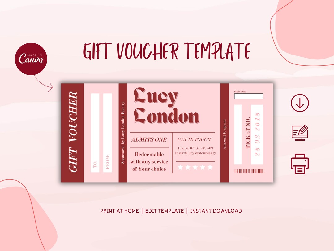 Customisable Voucher Template CANVA Template Fully Editable Design ...