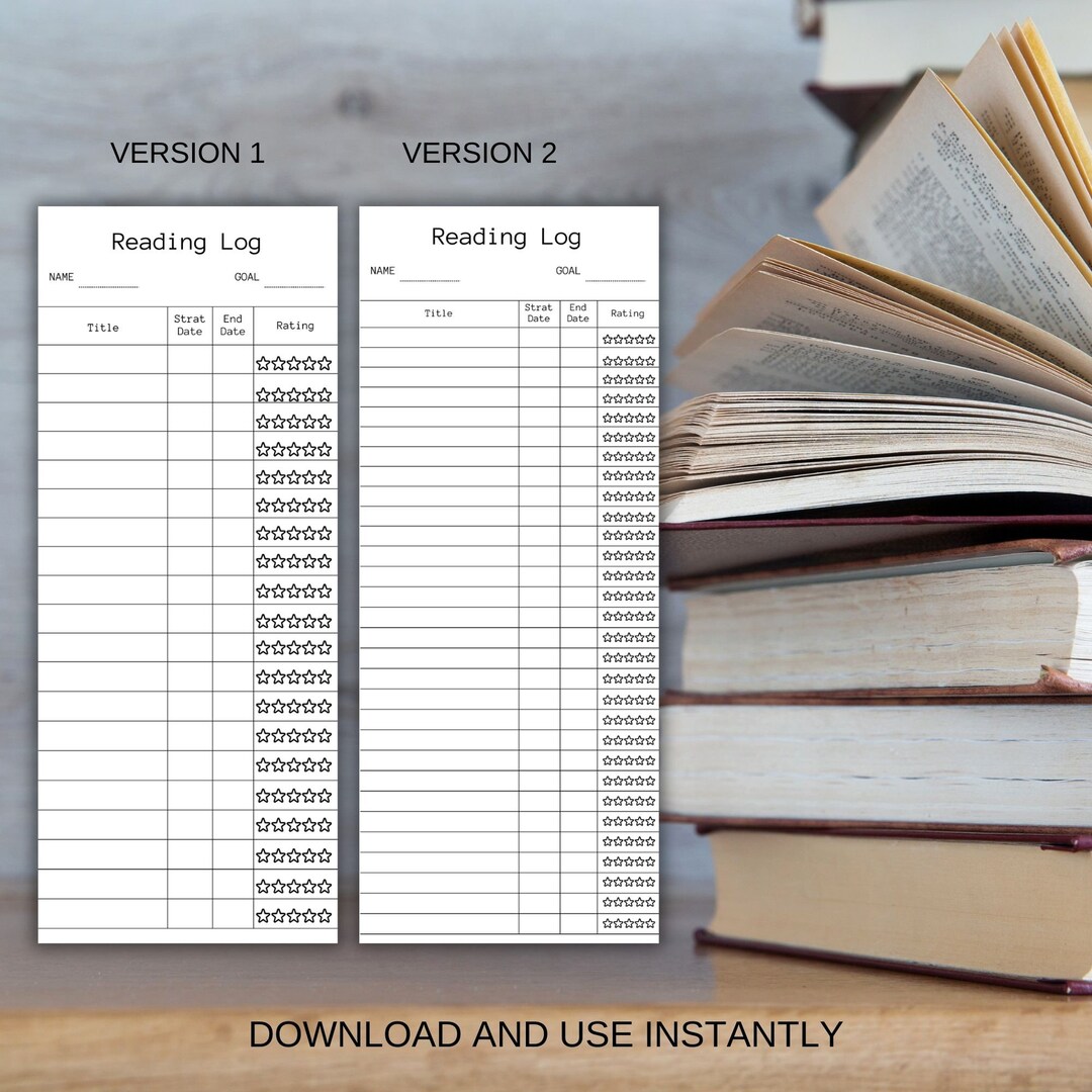 Printable 2024 Reading Log Bookmark With Heart Rating, Book Club ...
