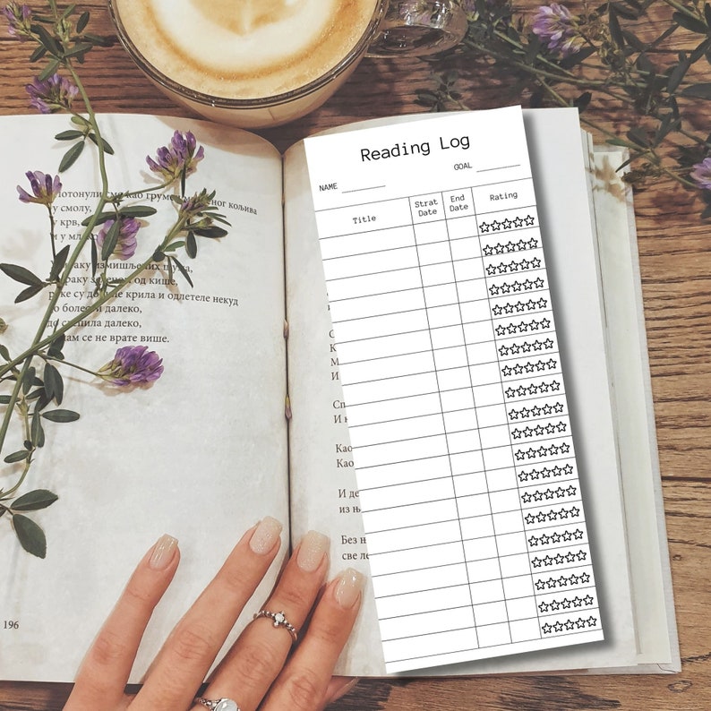 Printable 2024 Reading Log Bookmark With Heart Rating, Book Club ...