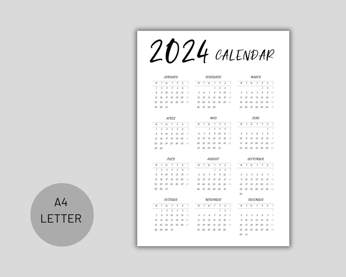 Printable Calendar, Calendar Template, 2024 Calendar Template, Date ...