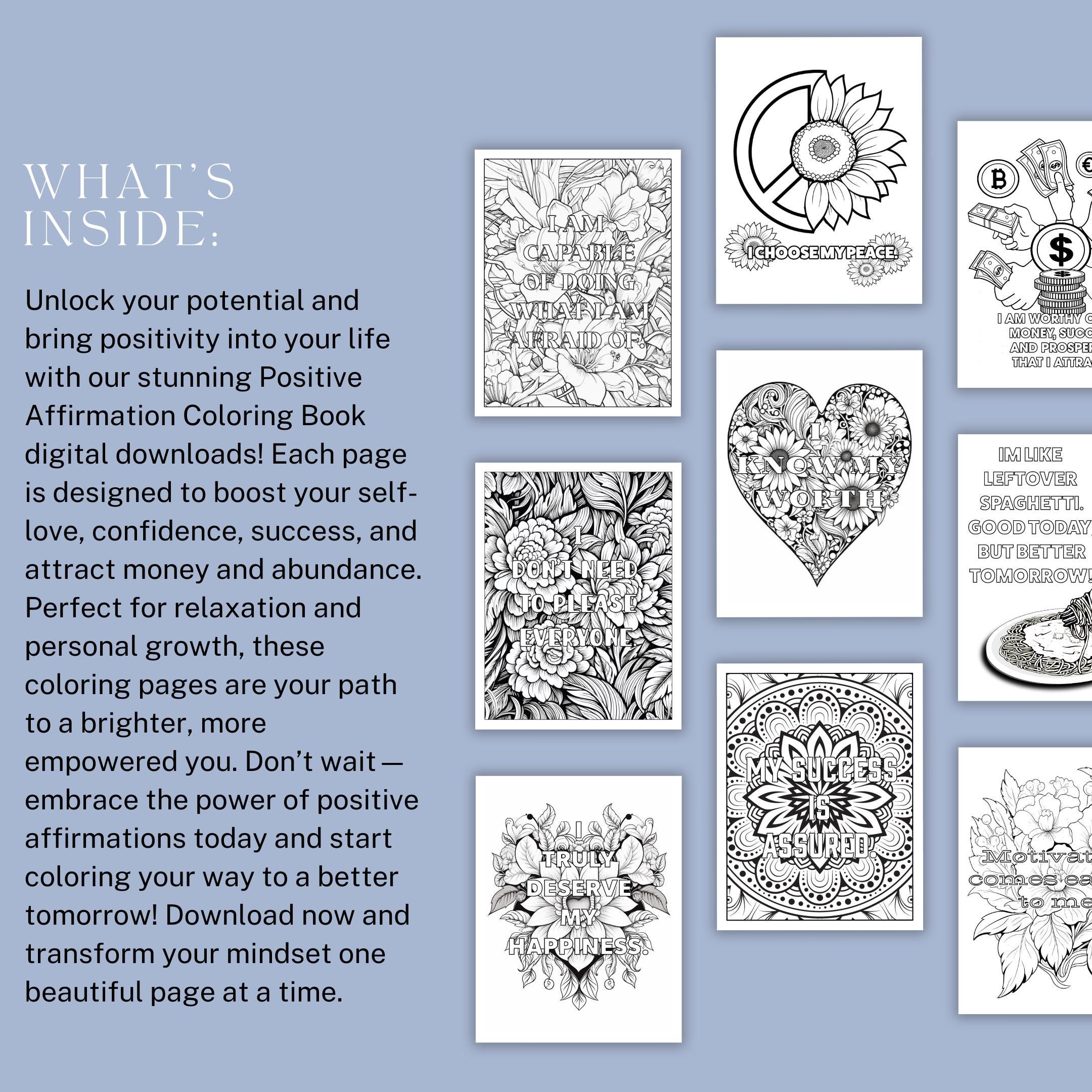 Positive Affirmations Coloring and Activity Pages for Download ...