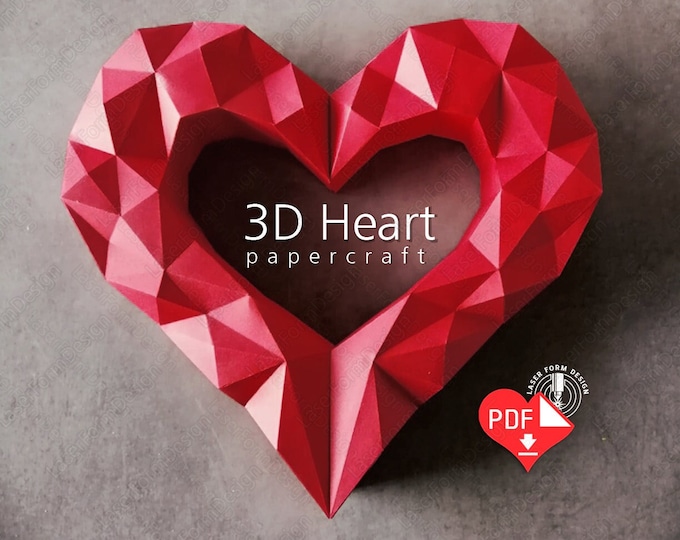 3D Papercraft Heart Template: DIY Low Poly Sculpture (PDF) - Etsy
