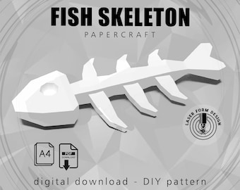 Halloween Fish Skeleton Papercraft: 3D DIY Paper Sculpture (printable ...