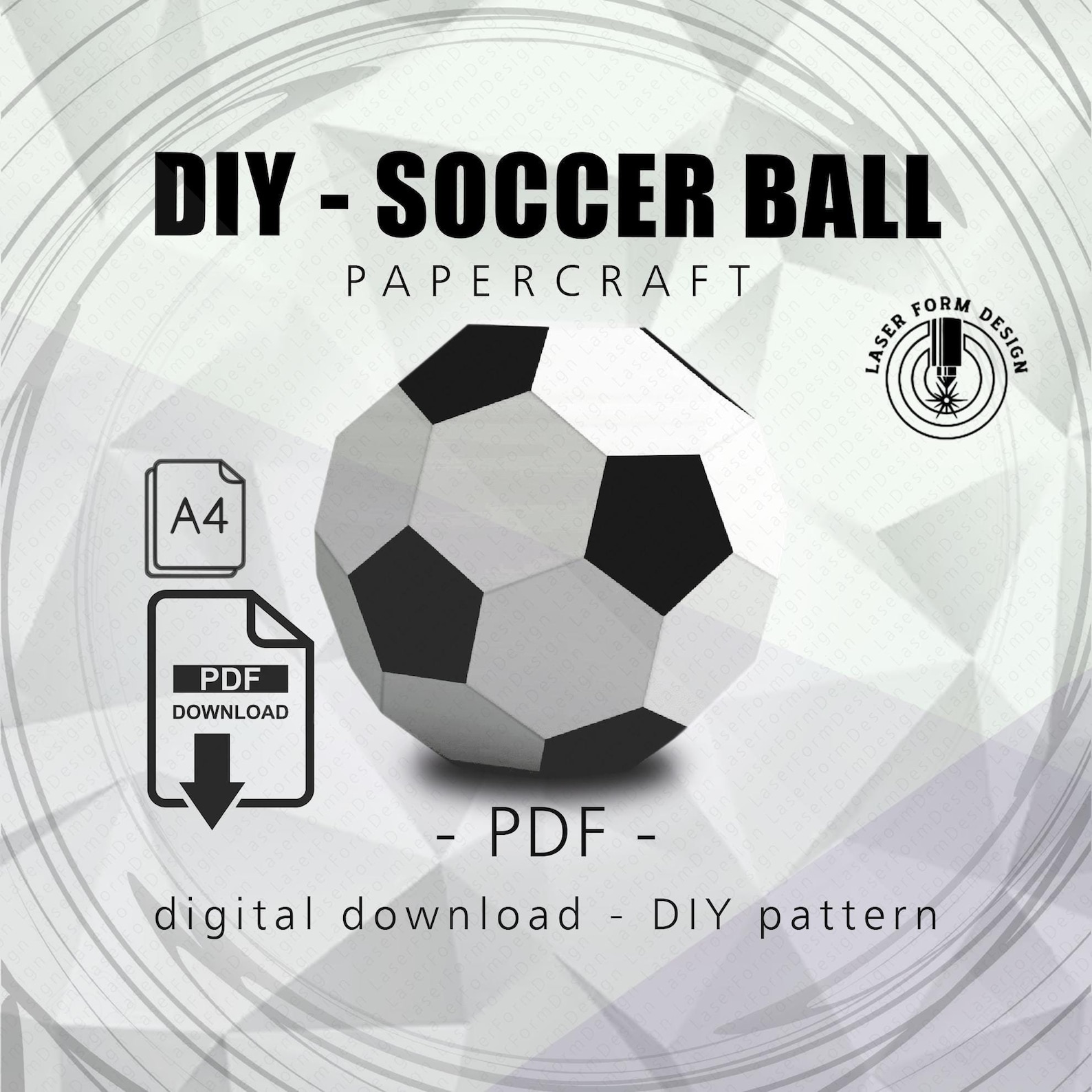Soccer Ball, Football, 3D Papercraft, Digital Template, Origami, Low ...