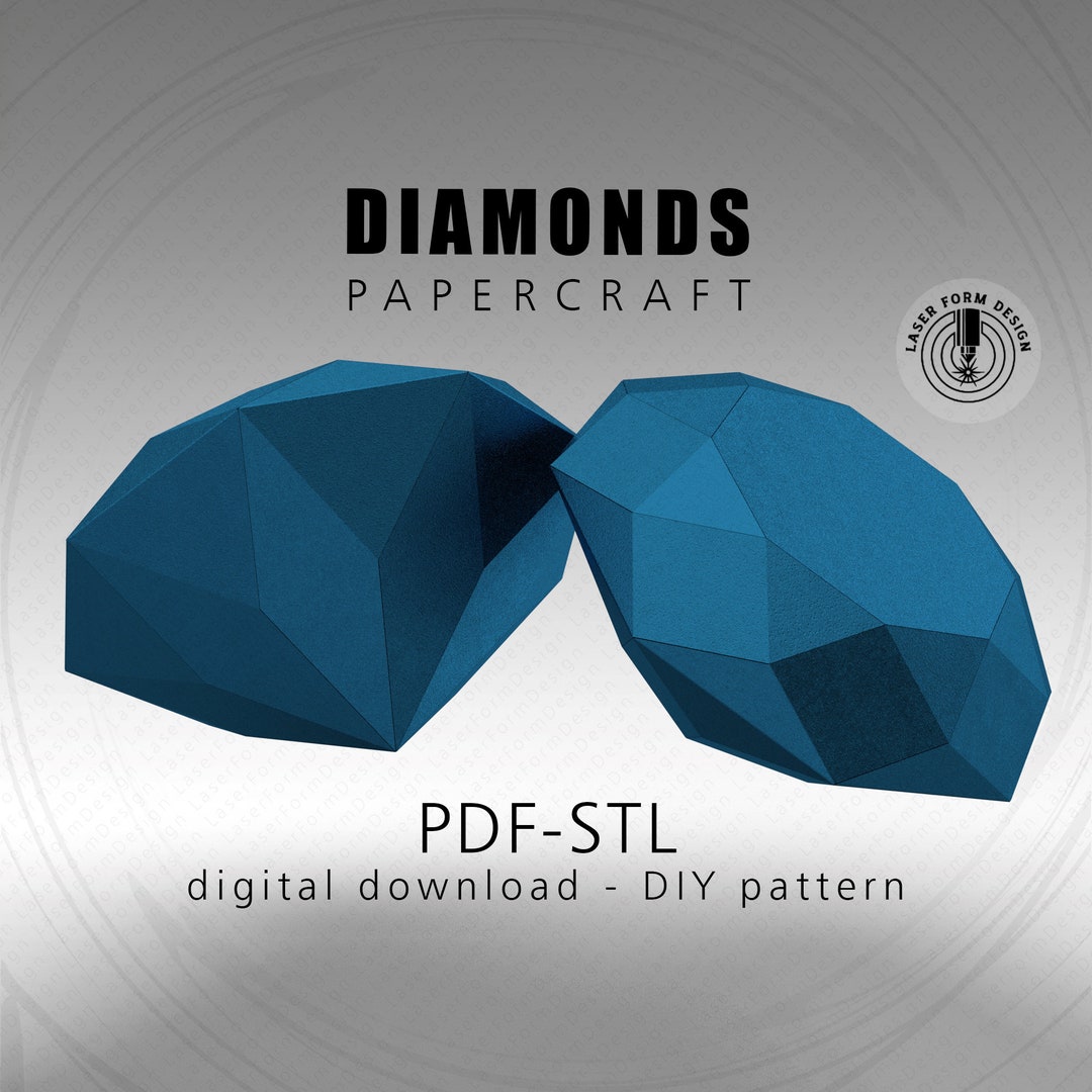 Diamond, 3D Papercraft, Digital Template, Origami, Low Poly, Brilliant ...