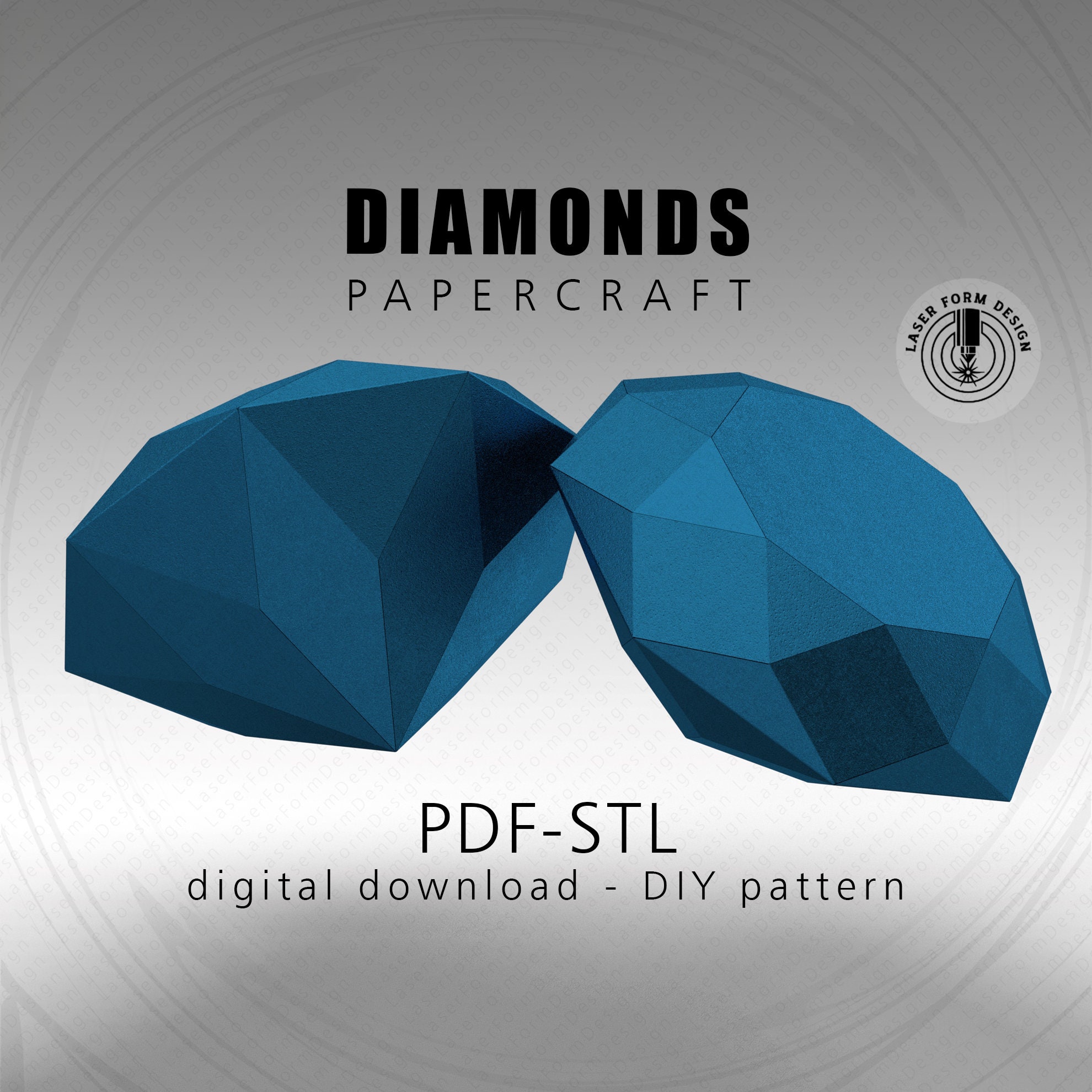 Diamond, 3D Papercraft, Digital Template, Origami, Low Poly, Brilliant ...