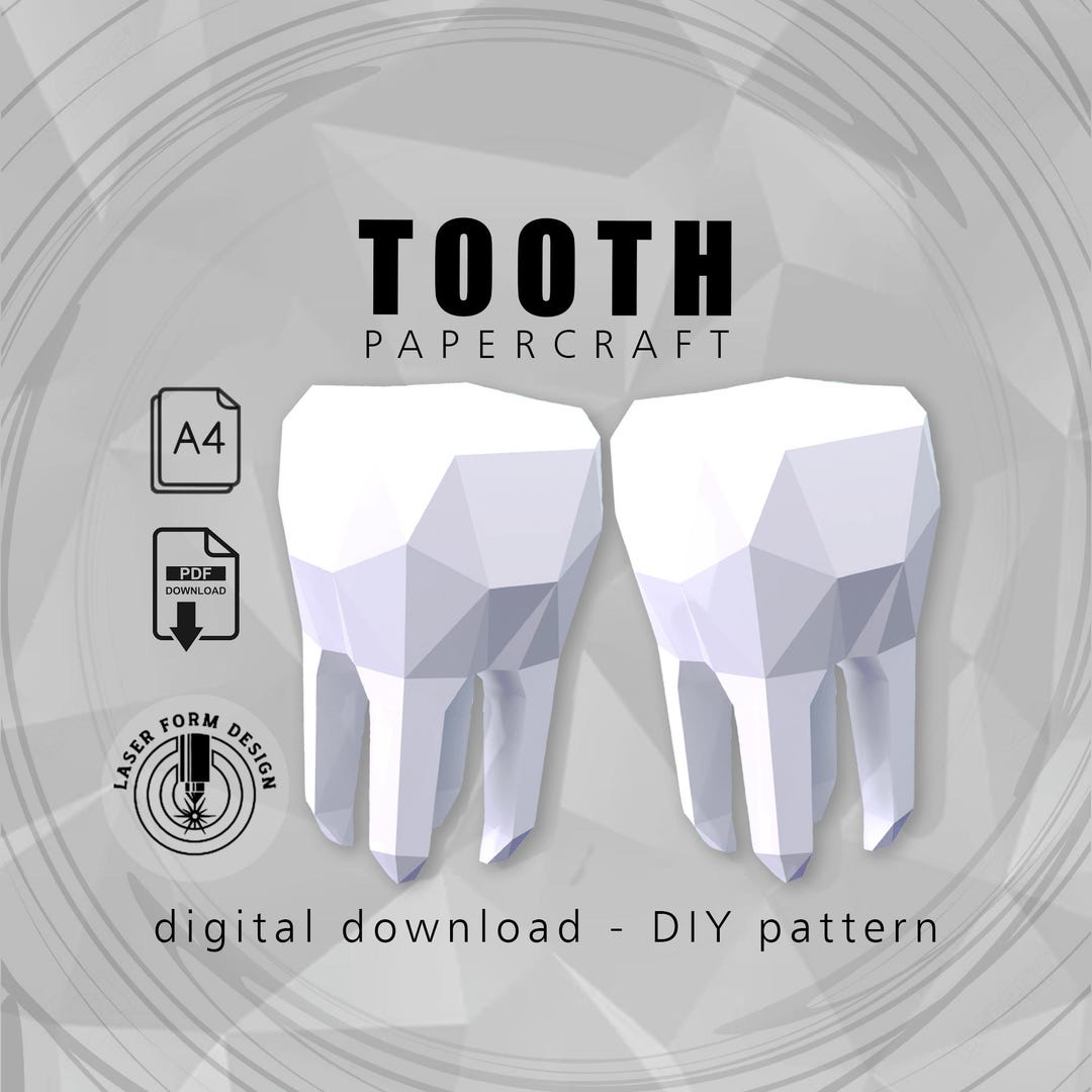 Tooth Papercraft 3D Polygon Model DIY Paper Sculpture Template - Etsy ...