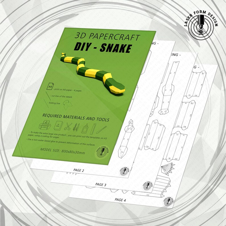Low Poly Snake Papercraft Sculpture: DIY 3D Model (PDF) - Etsy Australia